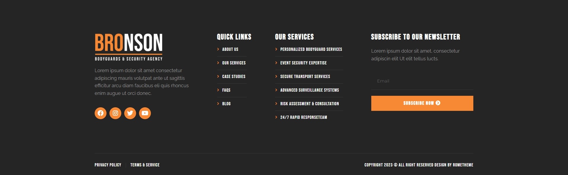 Bronson - Bodyguards & Security Agency Elementor Template Kit by Rometheme